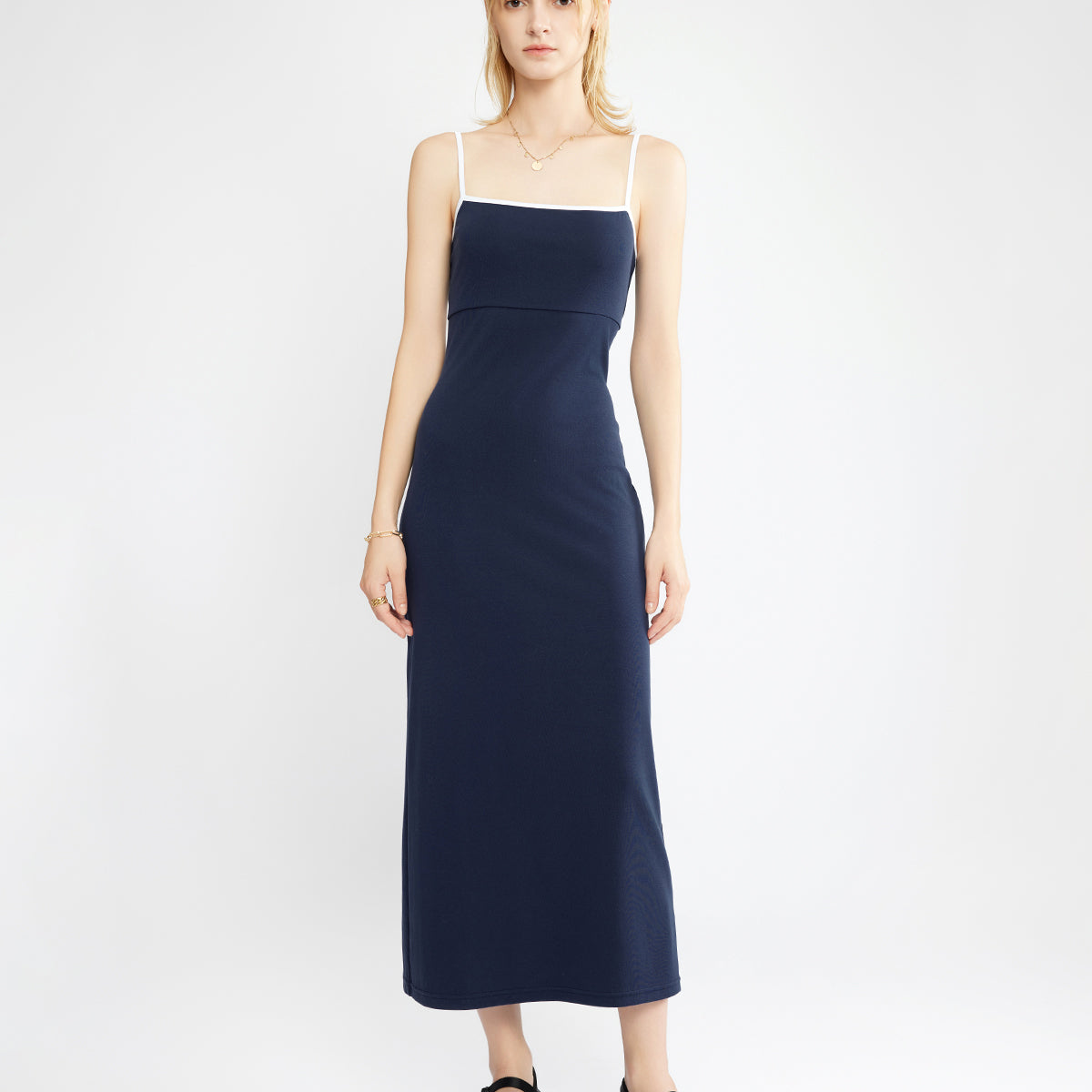 ASOBIO Contrast Strap Cutout Midi Dress
